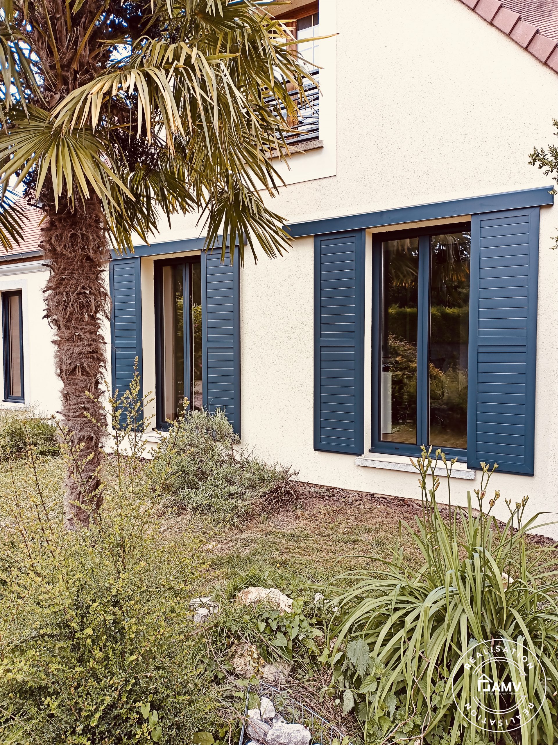 Volets coulissants en aluminium gris anthracite