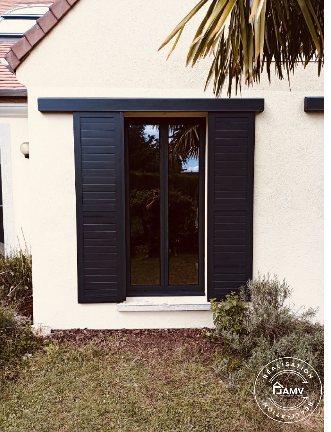 Volets coulissants en aluminium gris anthracite